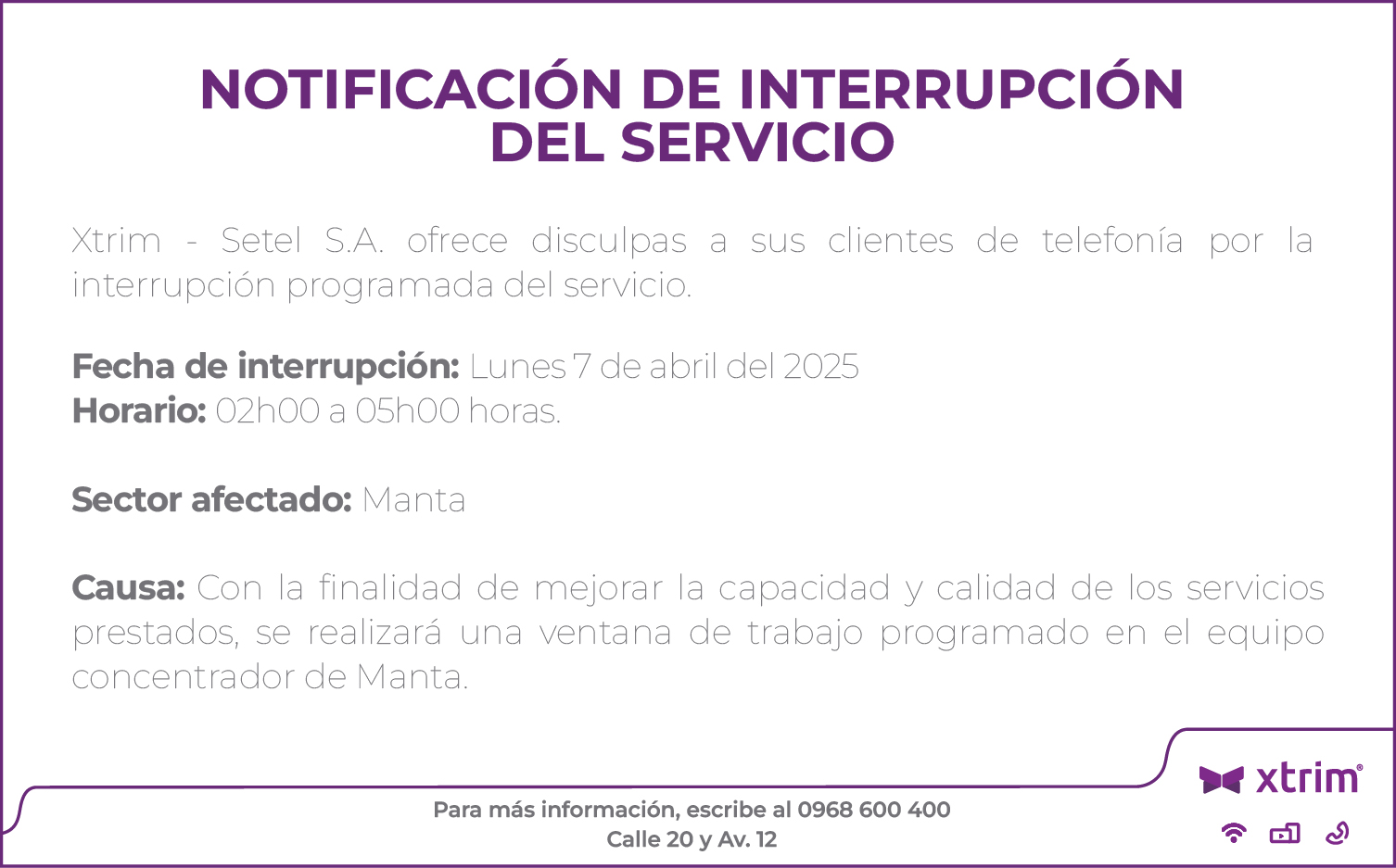Xtrim : Notificaciones de Xtrim